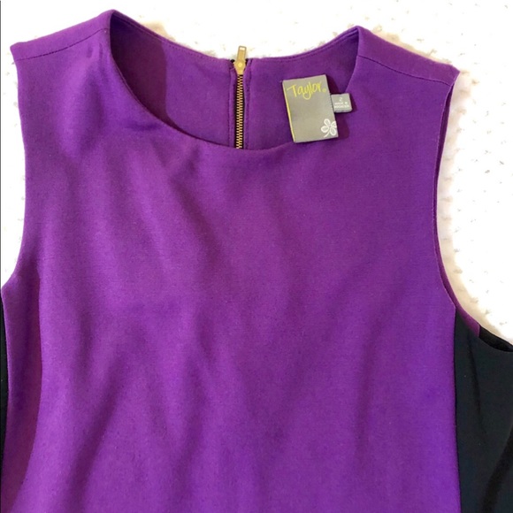 Taylor | Dresses | Taylor Purple And Black Colorblock Dress | Poshmark
